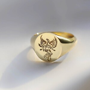 Phoenix Ring, Gold Phoenix Ring, Phoenix Signet Ring, 14k Gold Phoenix ...
