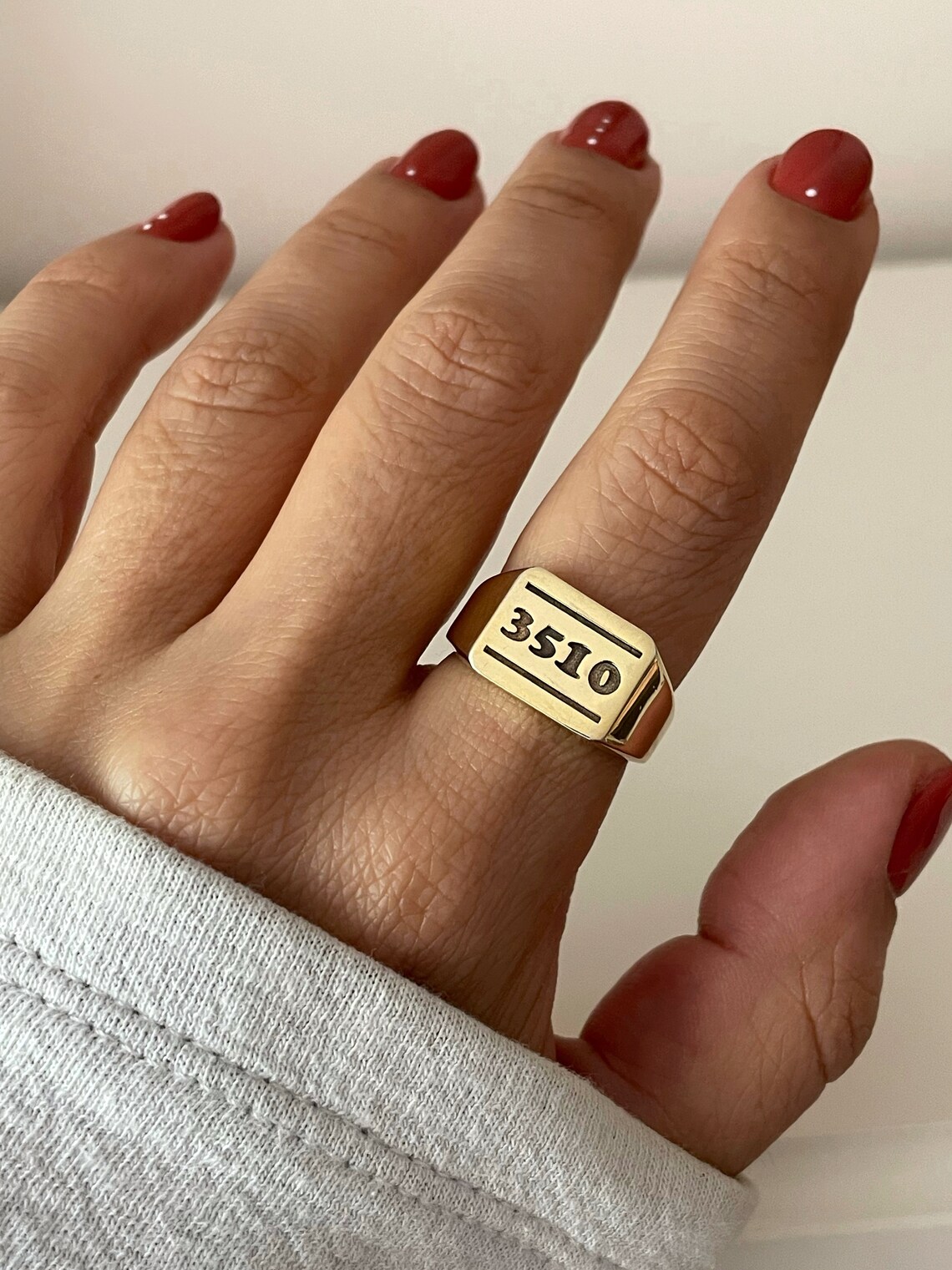 Gold Number Signet Ring Number Rings Gold Signet Ring Solid | Etsy