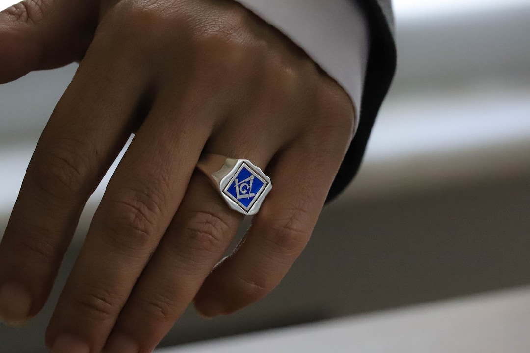 Silver Masonic Enamel Swivel Ring, Masonic Ring, Freemason Ring, Free ...