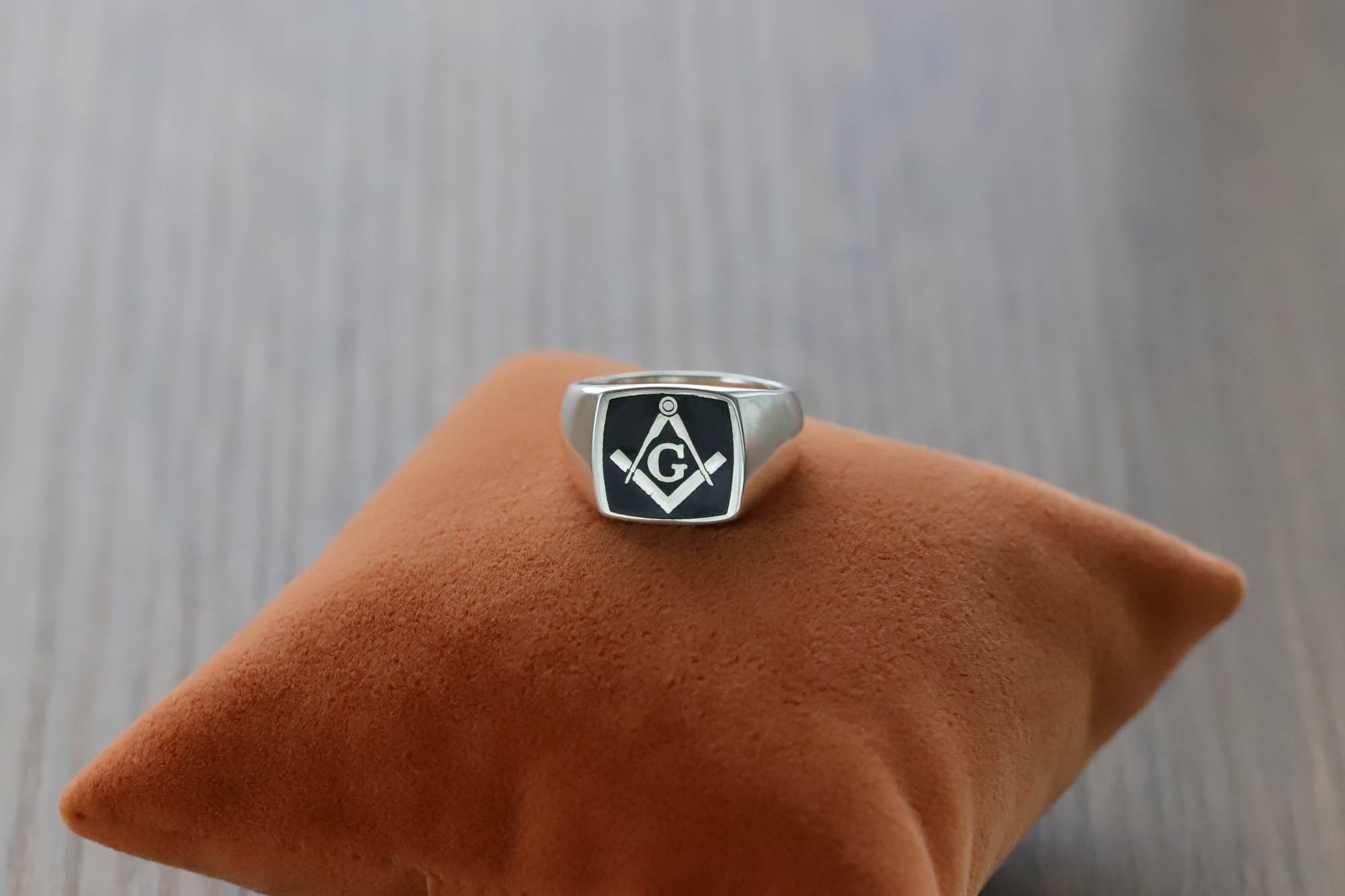 Silver Black Enamel Masonic Ring, Masonic Ring, Freemason Ring, Masonic ...