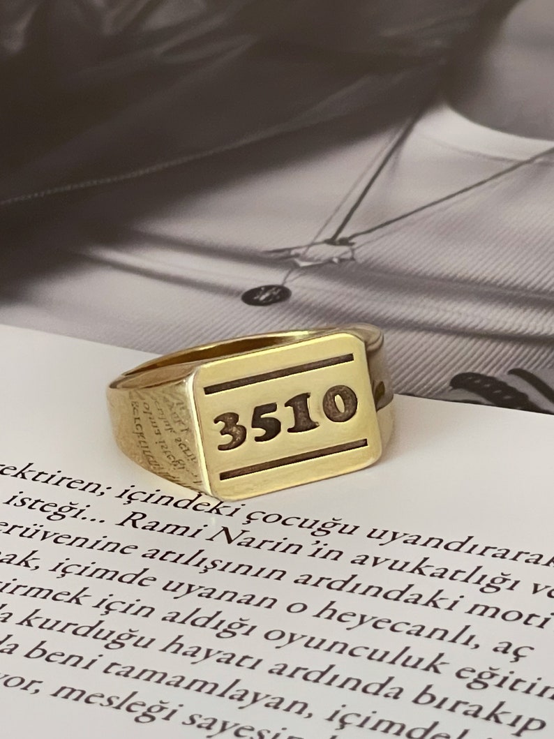 Gold Number Signet Ring Number Rings Gold Signet Ring Solid | Etsy
