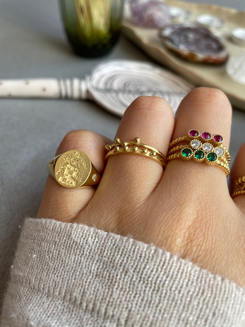 Gold Diamond Family Crest Signet Ring Family Rings Gold | Etsy