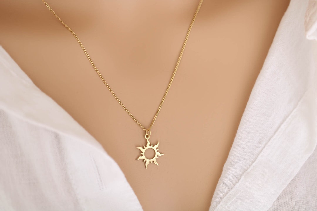 Gold Sun Necklace, Sunshine Necklace, Sun Necklace, Dainty Sun Necklace ...