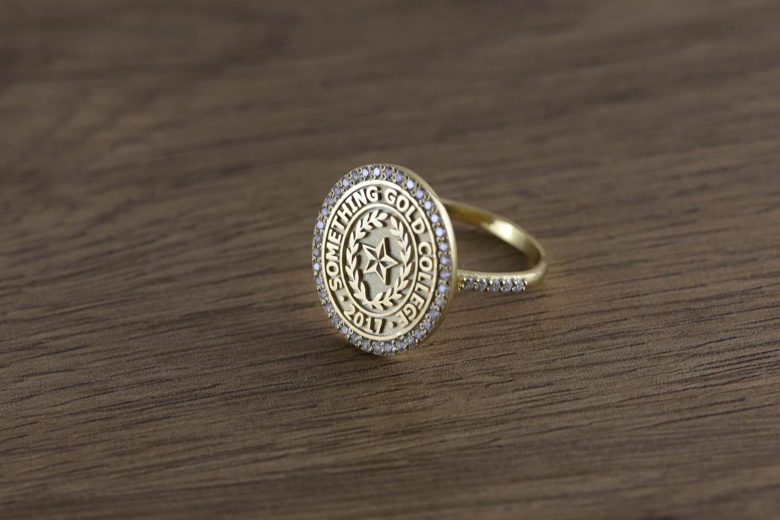 Solid Gold Diamond College Class Rings, Women's Class Ring, Gold ...