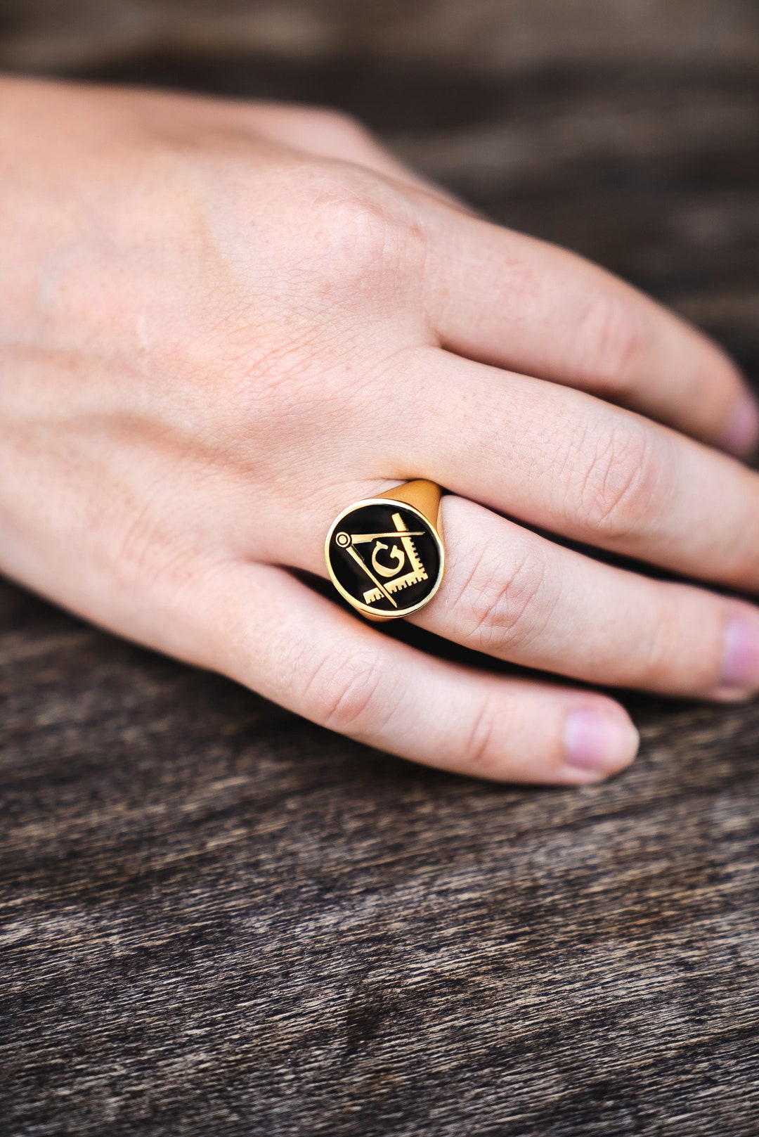 Black Enamel Masonic Ring, Gold Masonic Rings, Freemason Ring, Masonic ...