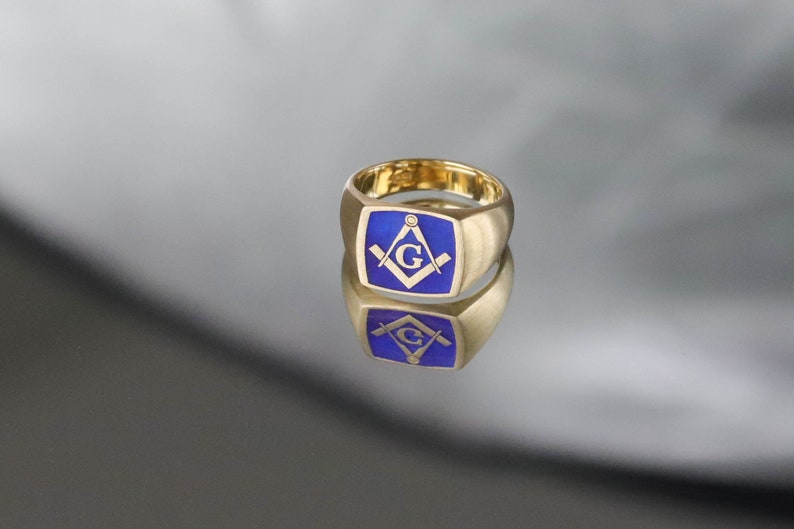 Gold Black Enamel Masonic Ring, Masonic Ring, Freemason Ring, Masonic ...
