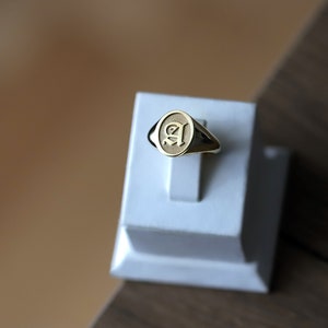 Gold Pinky Signet Ring, Gold Initial Signet Ring, Gold Initial Ring ...
