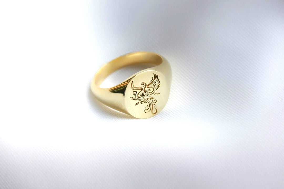 Phoenix Ring, Gold Phoenix Ring, Phoenix Signet Ring, 14k Gold Phoenix ...