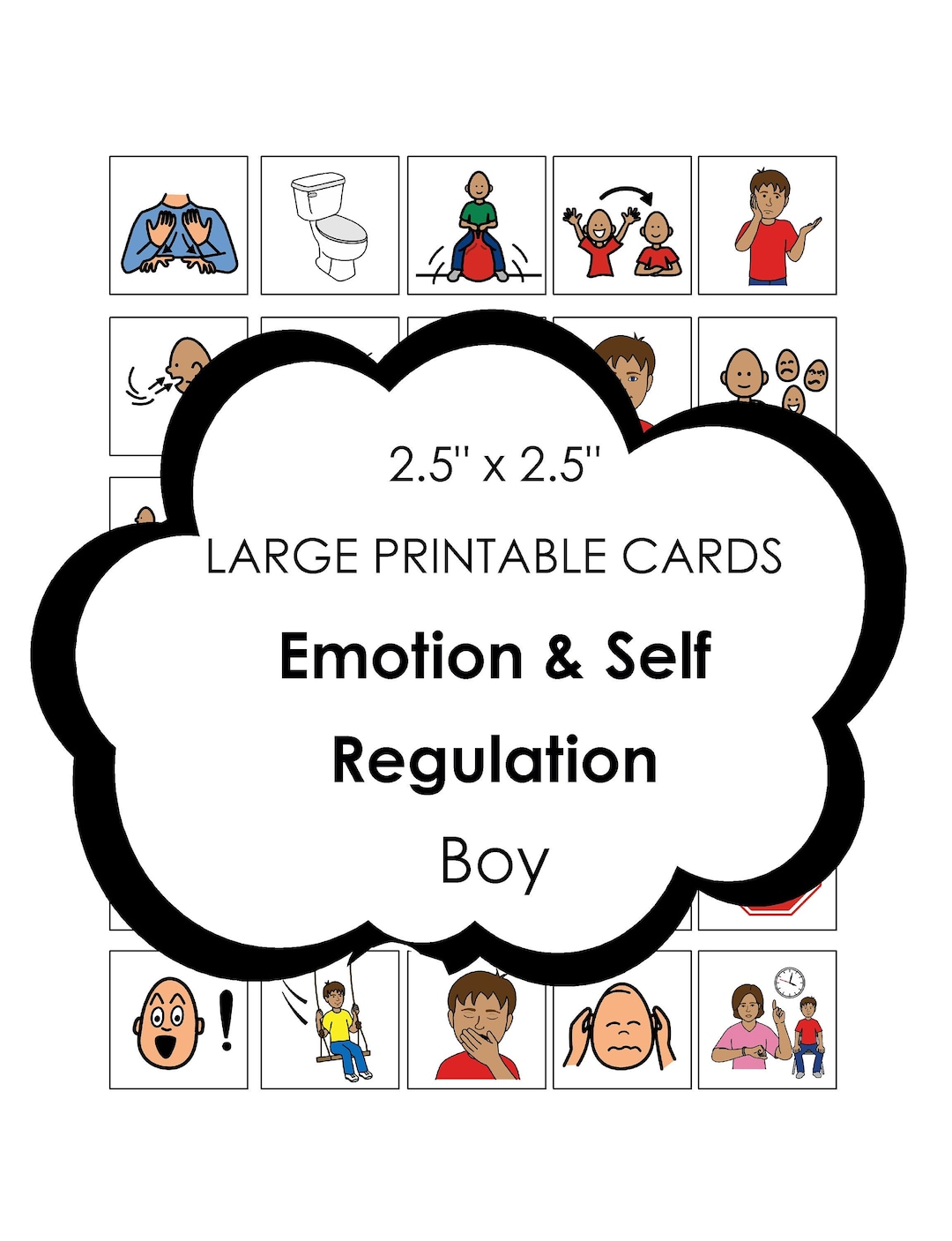 Visual Communication Aid - LARGE 2.5" Printable Cards for Self ...