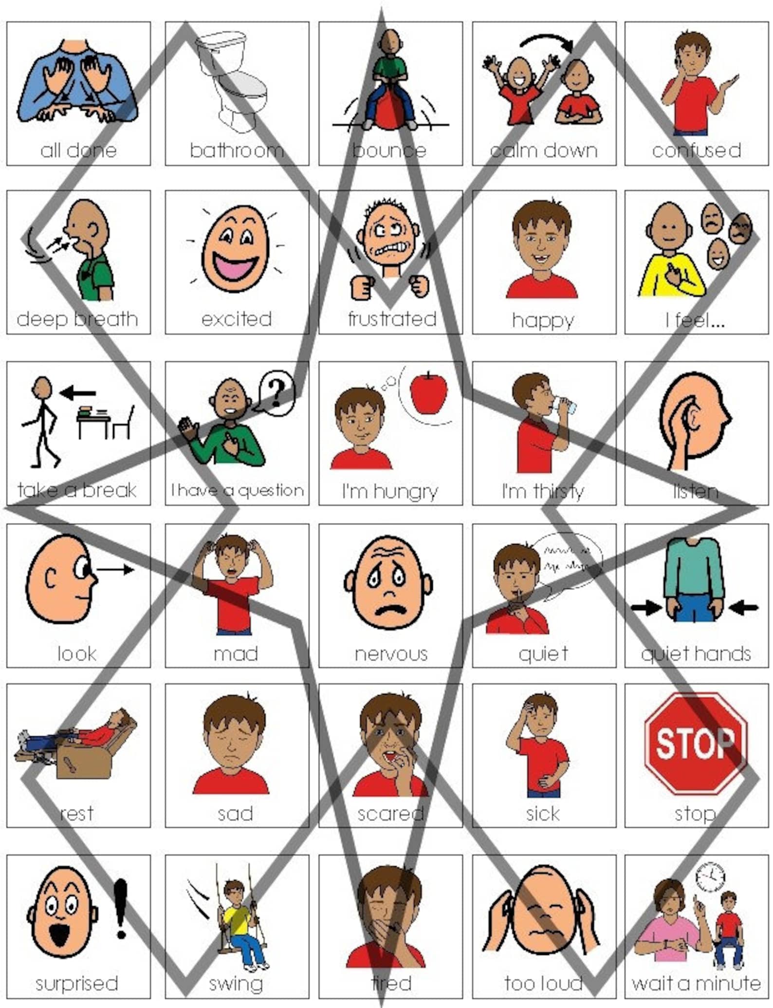 Visual Communication Aid LARGE 2.5 Printable Cards for | Etsy