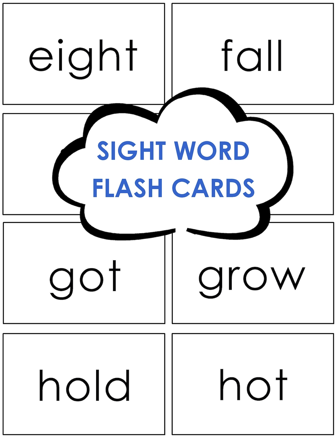 Dolch Sight Word Flash Cards: 1st-3rd Grade (PDF Download) - Etsy Canada
