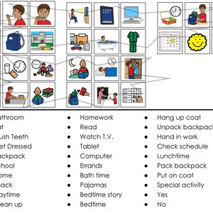 Autism Visual Aid - SMALL 1.5" Printable Cards for Home and School ...