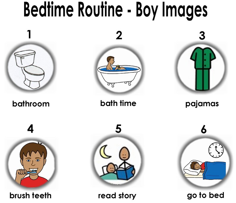 Autism visual schedule bedtime routine visual aid. Portable | Etsy