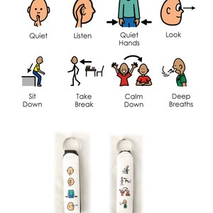 Autism Visual Aid Key Chain, Wrist Key Fob, to Help With Communication ...