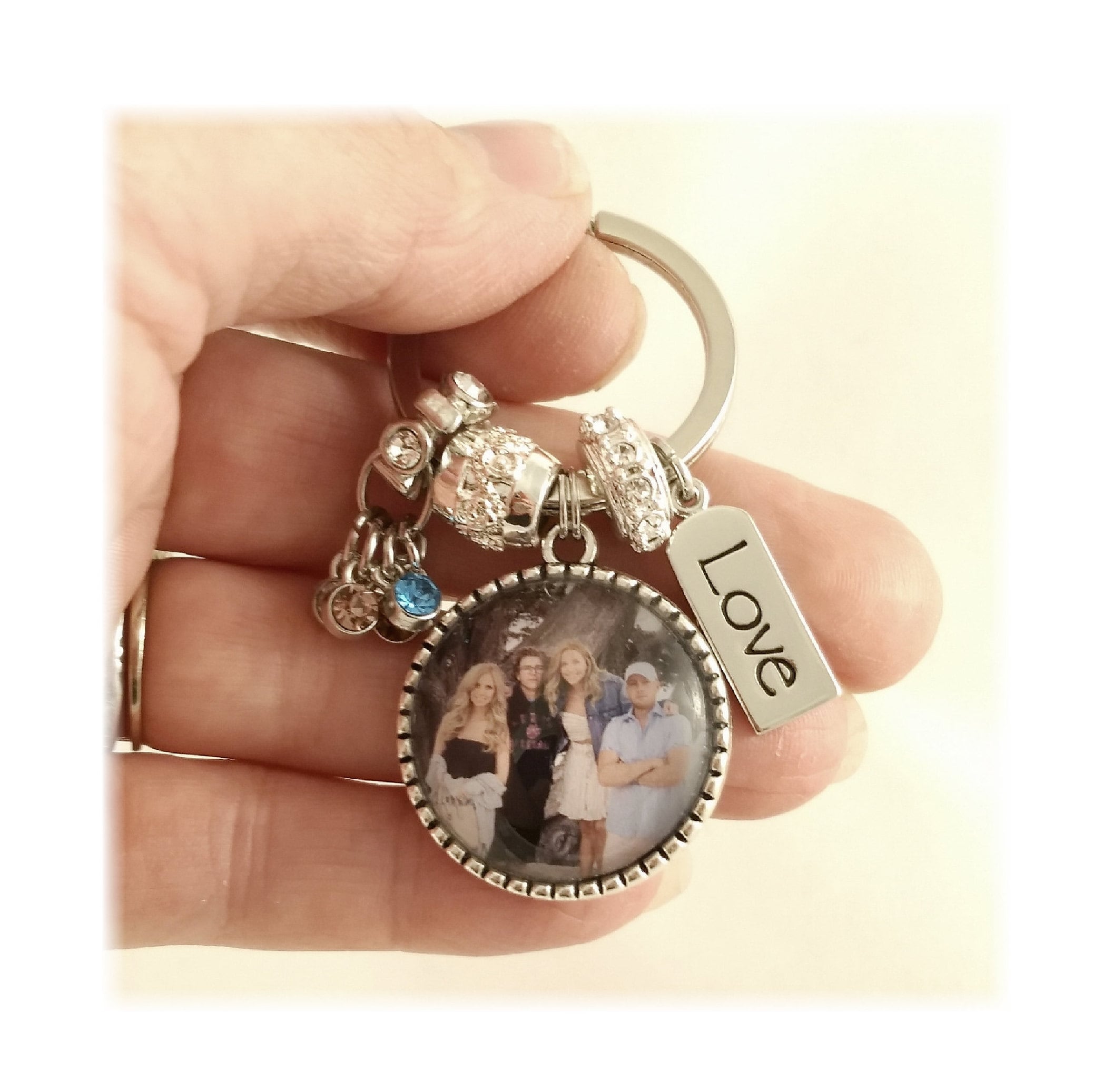 Custom photo keychain personalized with your picture set in a | Etsy