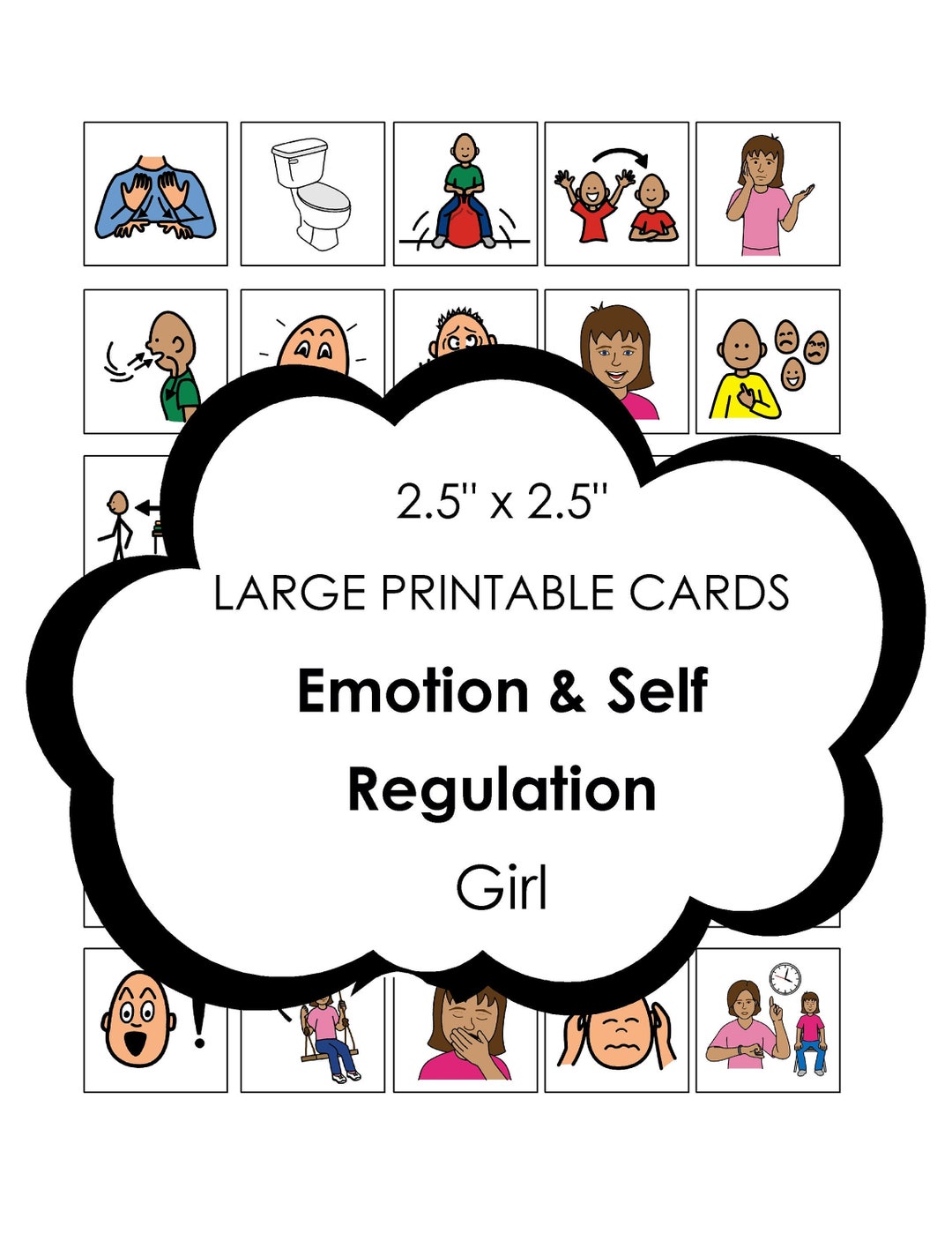 Autism Visual Aid - LARGE 2.5" X 2.5" Printable Cards for Behavior and ...