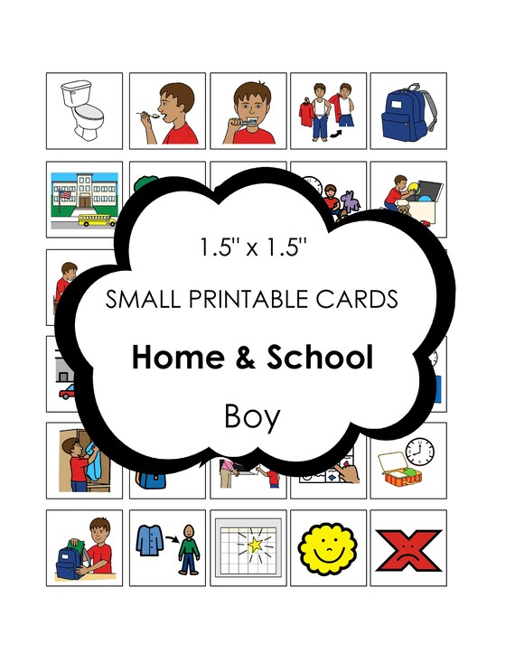 Autism Visual Aid SMALL 1.5 Printable Cards for Home - Etsy