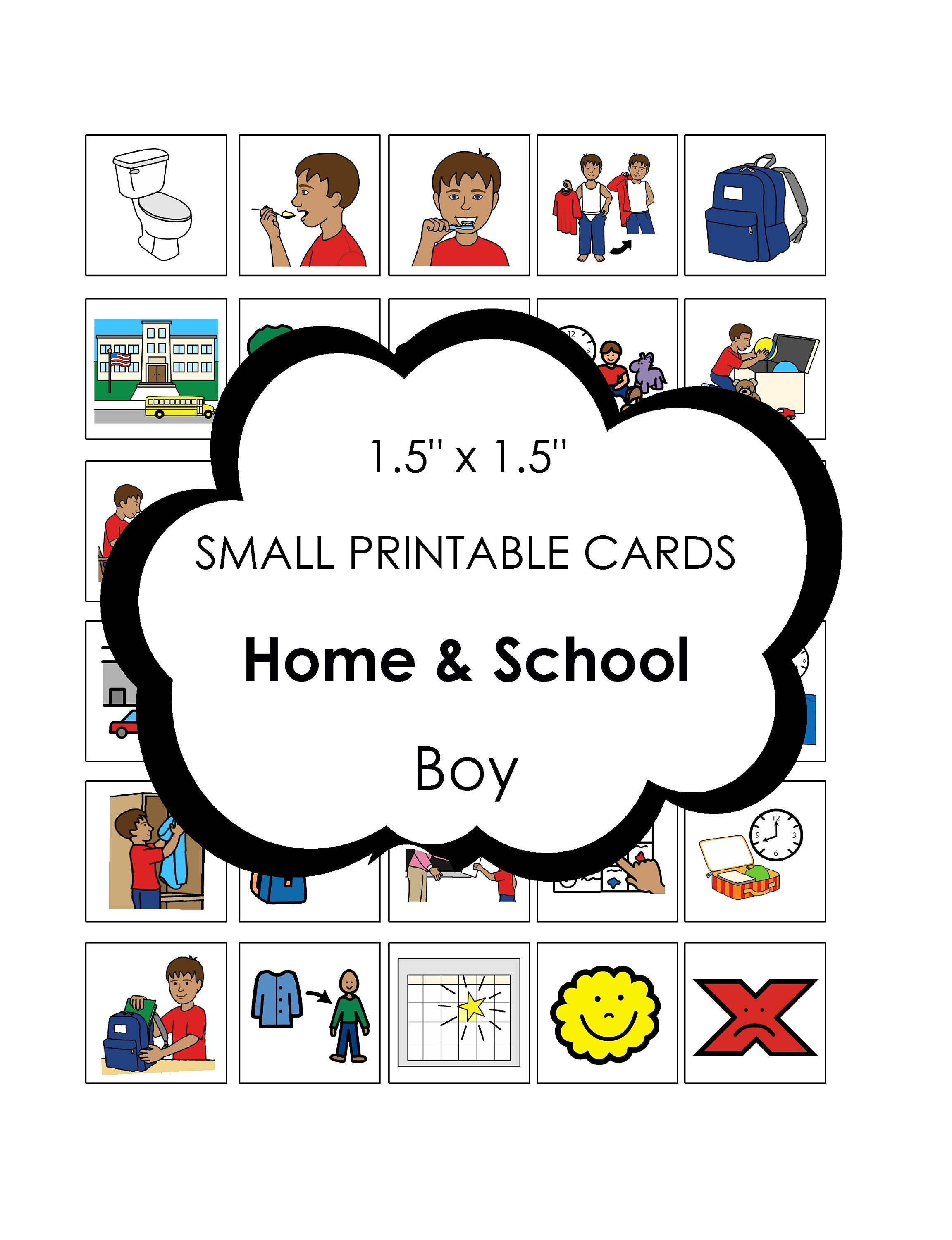 Autism Visual Aid SMALL 1.5 Printable Cards for Home - Etsy