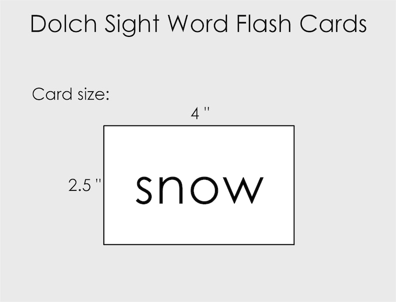 Dolch Sight Word Flash Cards: Pre-primer, Primer & Nouns (PDF) - Etsy