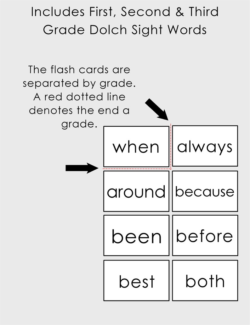 Sight Word Flash Cards. Dolch Word List Flash Cards Include | Etsy