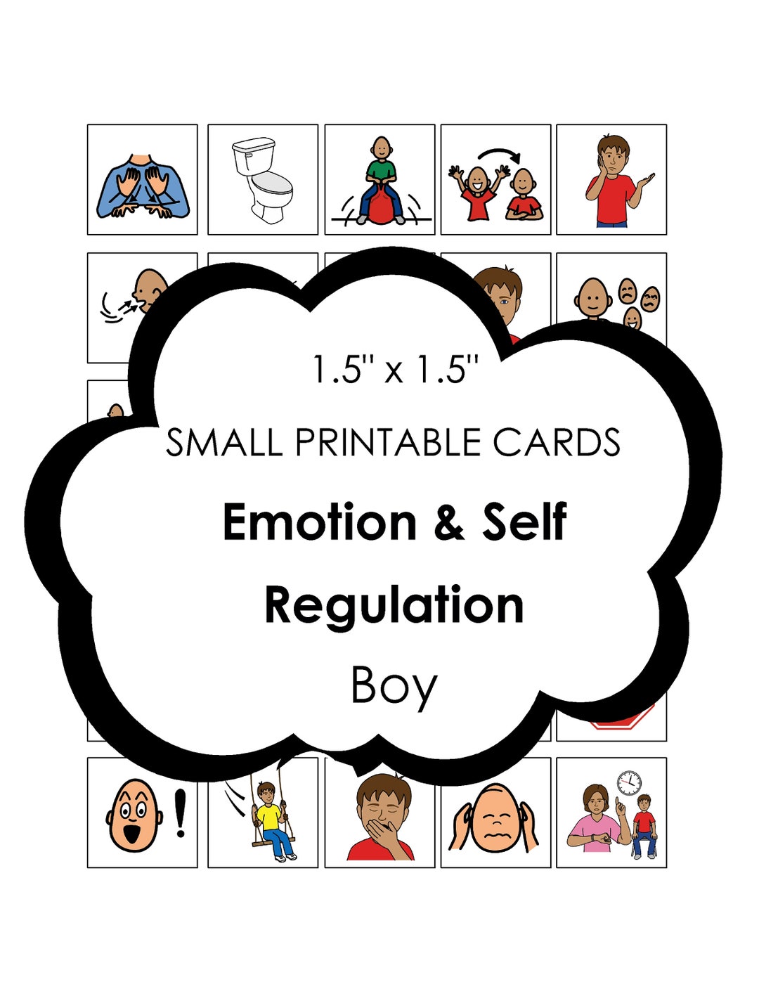 Autism Visual Aid Cards: Emotions & Self-regulation (1.5" Printable ...