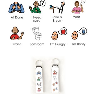 Autism Visual Aid Key Chain, Wrist Key Fob, to Help With Communication ...