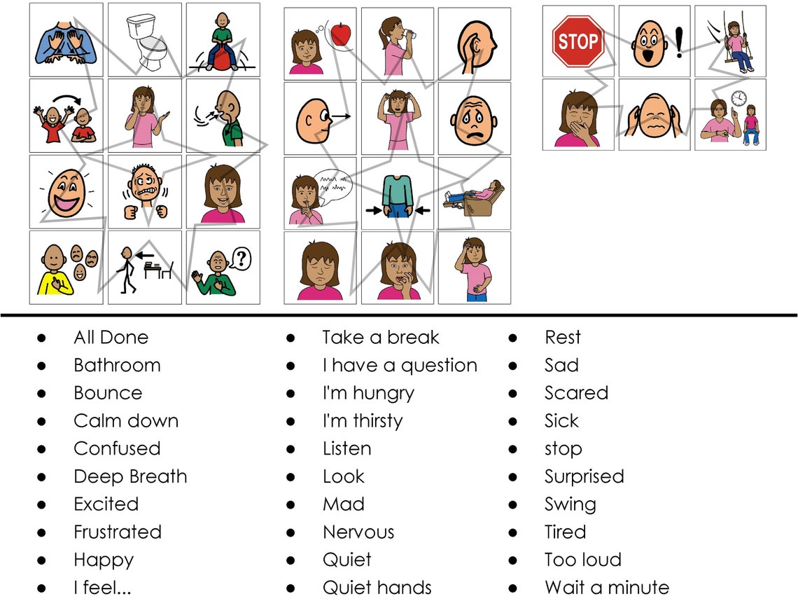 Autism Visual Aid LARGE 2.5 X 2.5 Printable | Etsy