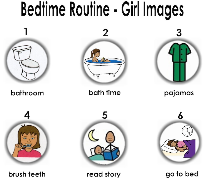 Autism visual schedule bedtime routine visual aid. Portable | Etsy
