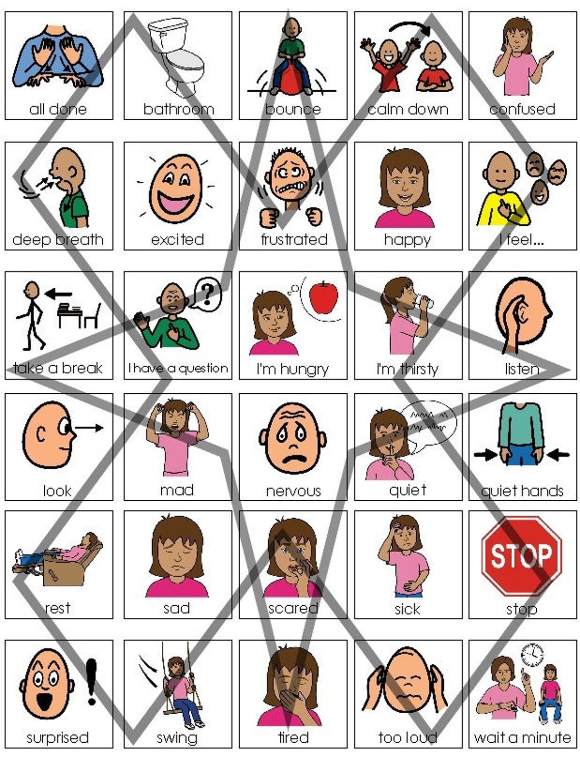 Autism Visual Aid for Behavior and Self Regulation SMALL - Etsy Australia