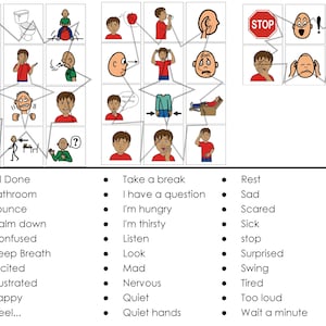 Autism Visual Aid Cards: Emotions & Self-regulation (1.5" Printable ...