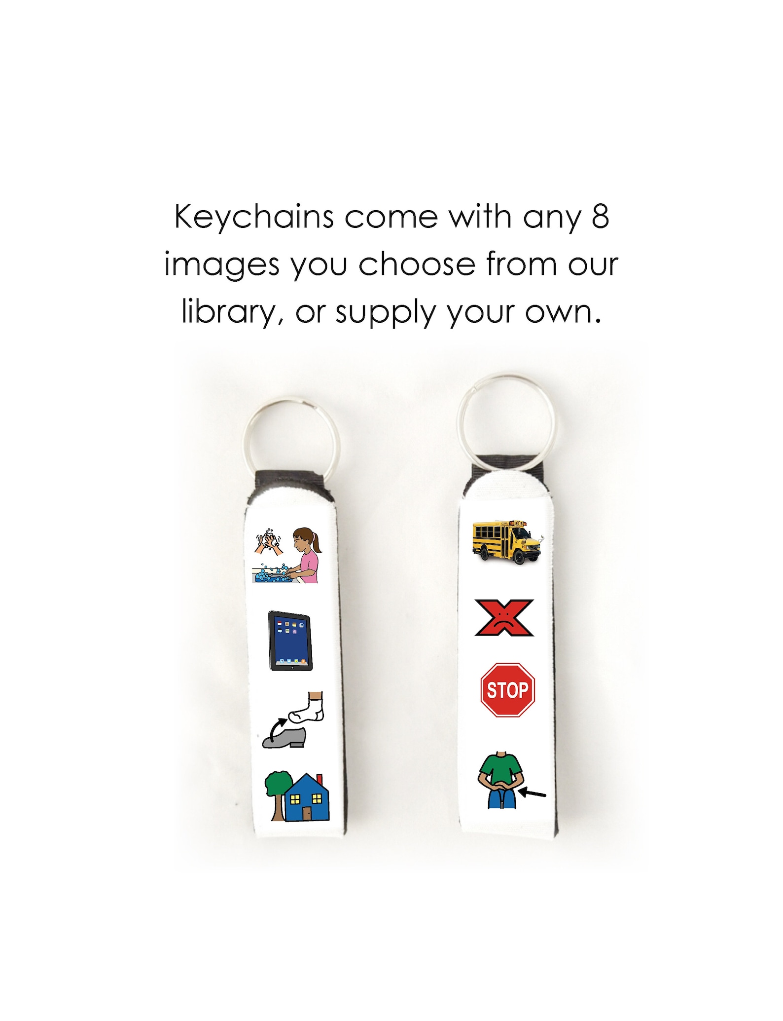 Visual Communication Aid, Personalized Fabric Key Fob Keychain to Help ...