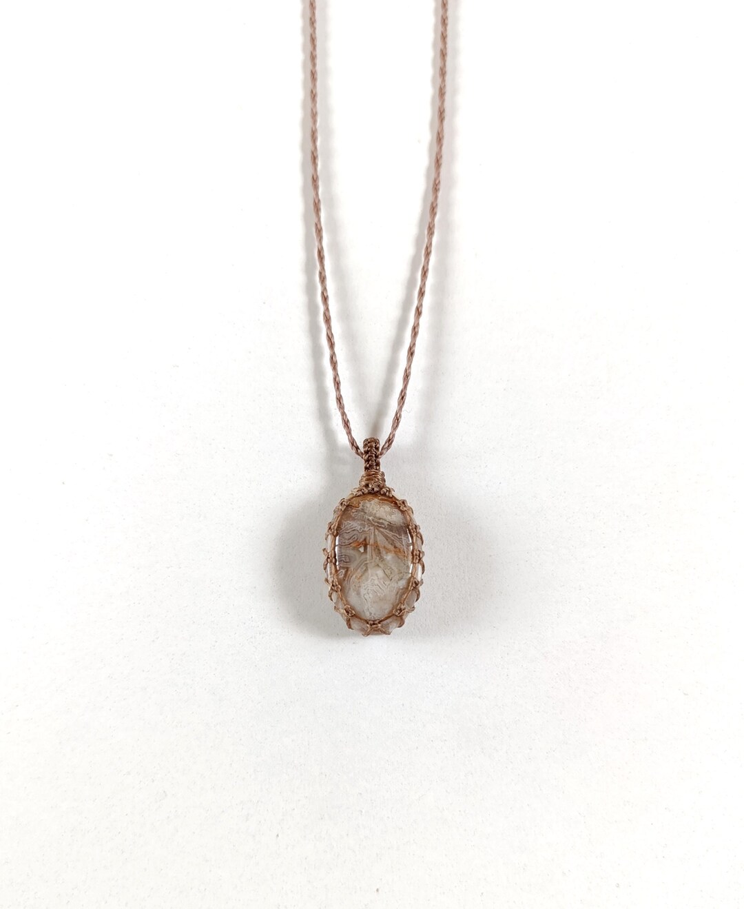 Handmade Micro Macrame Pendant With Crazy Agate | Boho Necklace ...