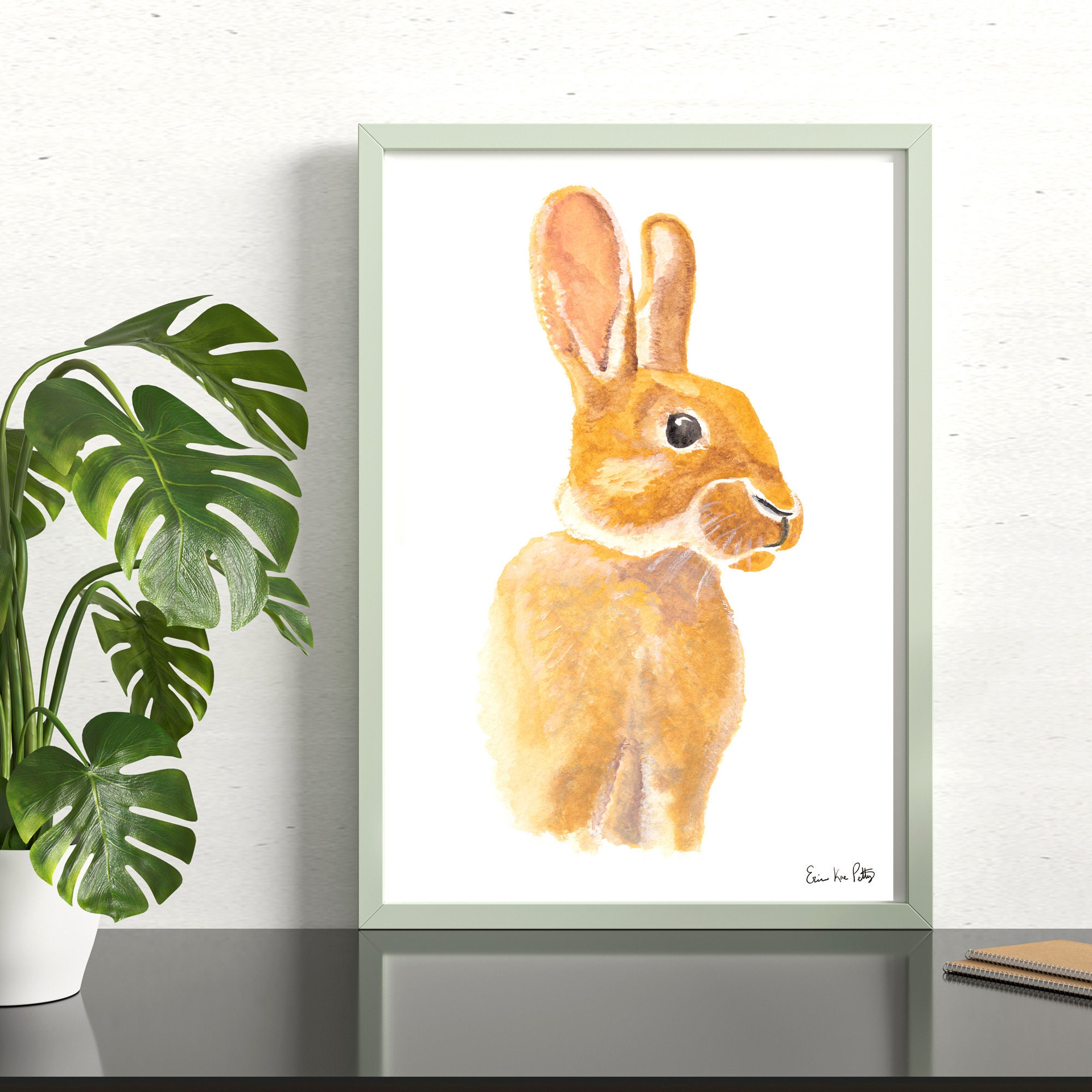 Rabbit Watercolor Fine Art Print | Boho Wall Art | Animal Art Print - Etsy