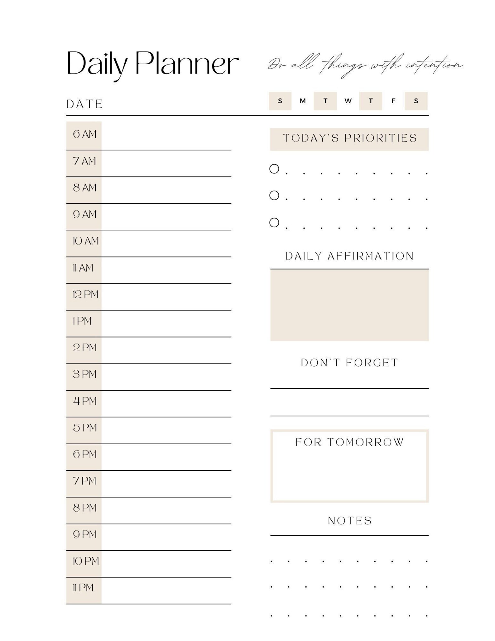 Printable Daily Planner, Printable To-do List, Minimalist Printable ...