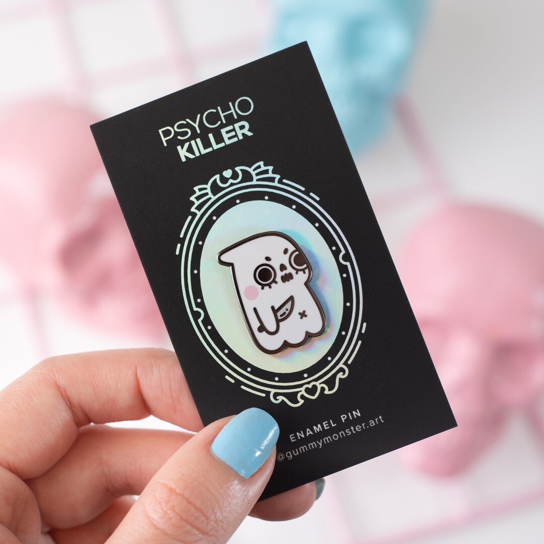 Ghosty Enamel Pin | Psycho Ghost With Knife - Etsy