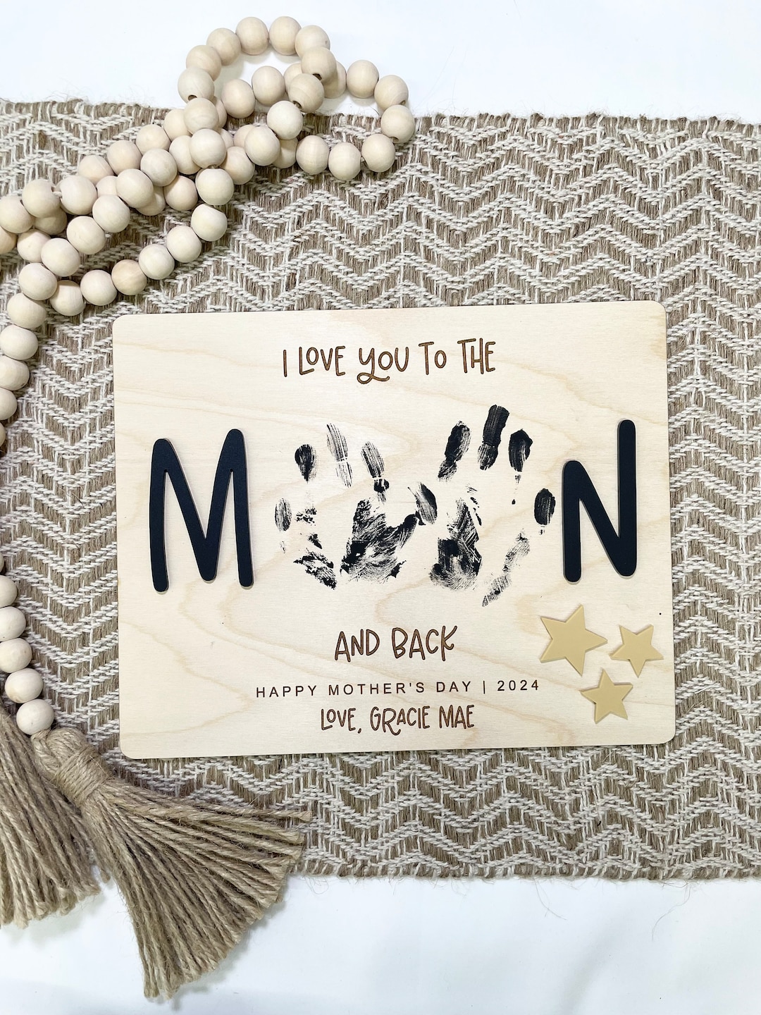 DIY Handprint Sign, Mother’s Day Handprint Sign, Love You to the Moon ...