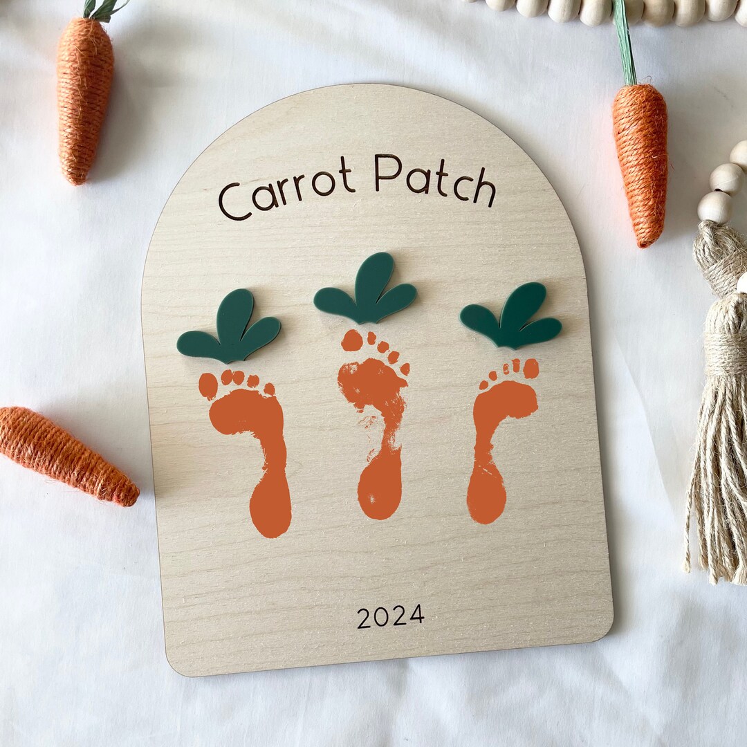 DIY Easter Footprint Carrot Patch Sign, Easter Keepsake - Etsy