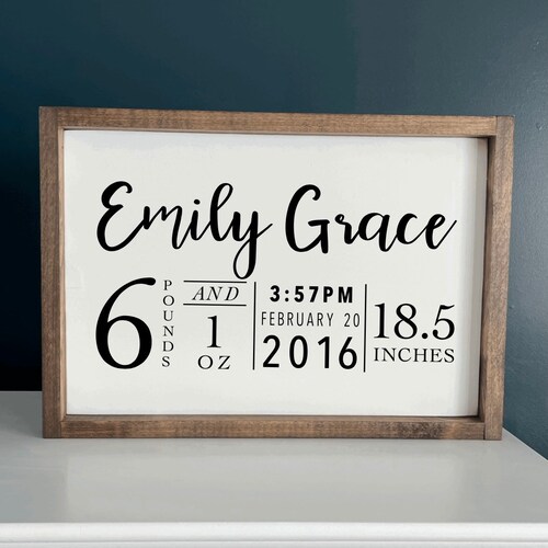 Birth Stats Wood Sign Birth Announcement Sign Baby Wooden - Etsy Canada