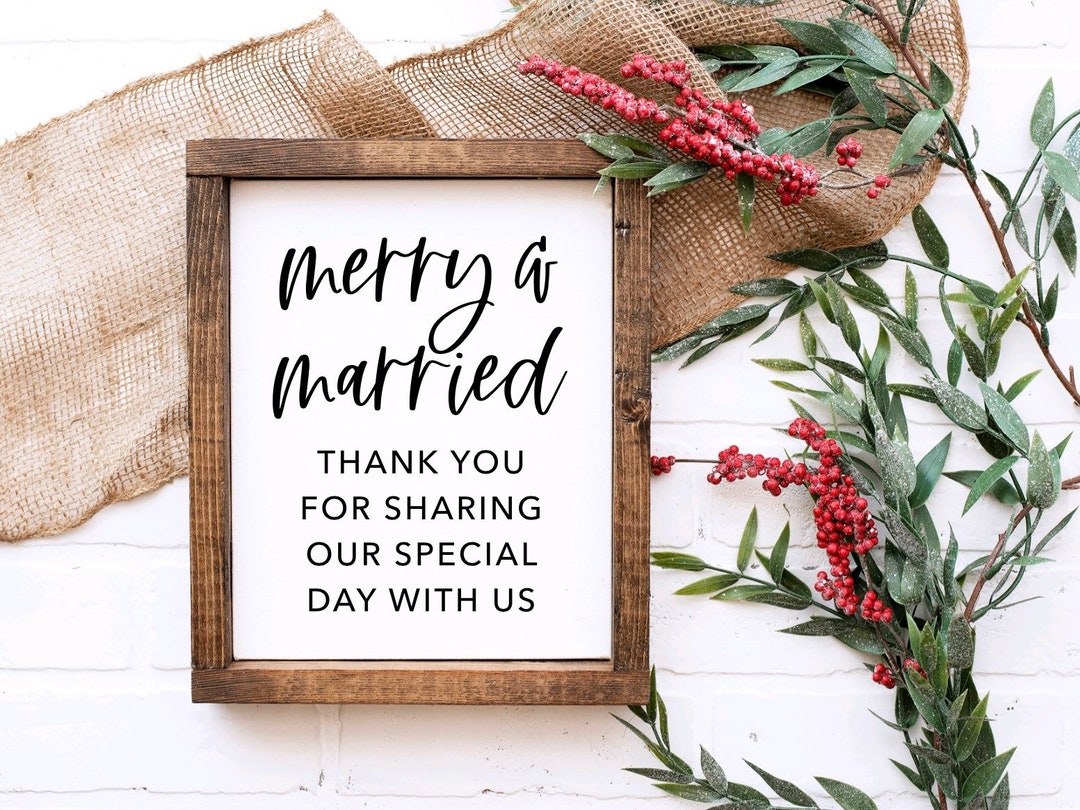 Merry and Married Sign, Winter Wedding Sign, Christmas Wedding Sign ...