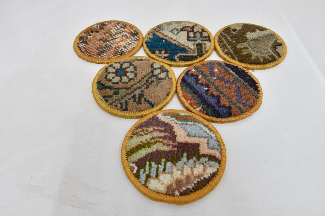 Set of Six, Coffee Cup Pad, Tea Pad, Blue Pad, Rug Pad, Oriental ...