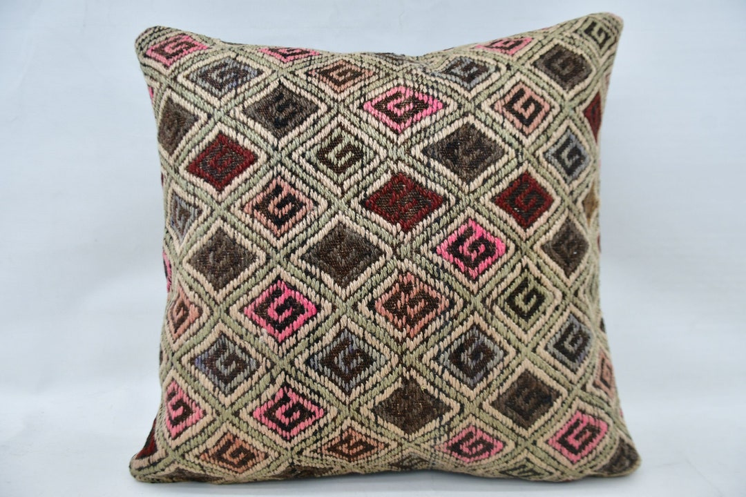 Antique Pillows, Kilim Pillow, Throw Pillow Covers, 24x24 Beige Pillow ...