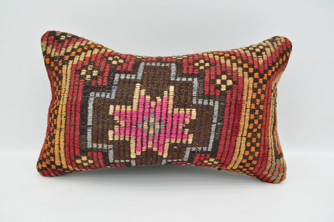 Rug Pillow, Turkish Pillow, Rug Pillow Cover, 12x20 Lumbar Pillow ...