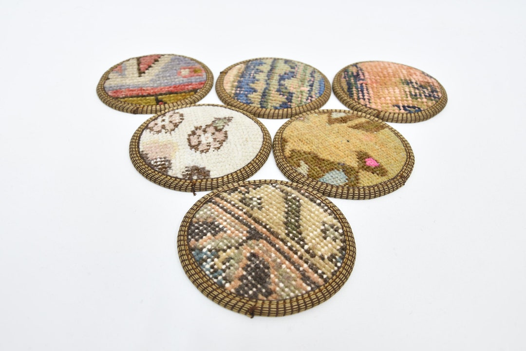 Set of Six, Tea Pad, Drink Coaster, Brown Pad, Rug Pad, Hand Crafted ...
