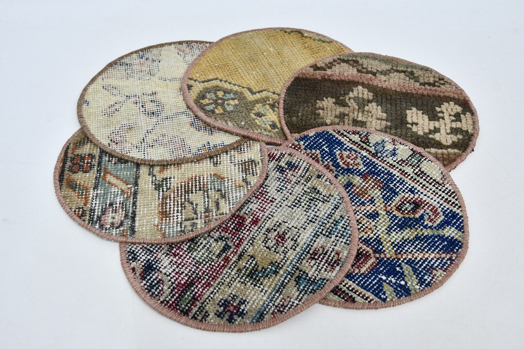 Set of Six, Table, Kilim Supla, Blue Pad, Rug Pad, Natural Pad, 10"x10 ...