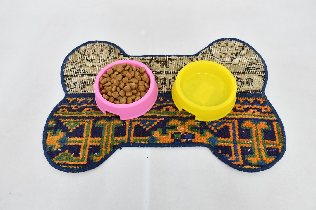 Dog Mat, Bone Pad, Rug Pet Mat, Blue Pad, Rug Pad, Vintage Pad, Hand ...