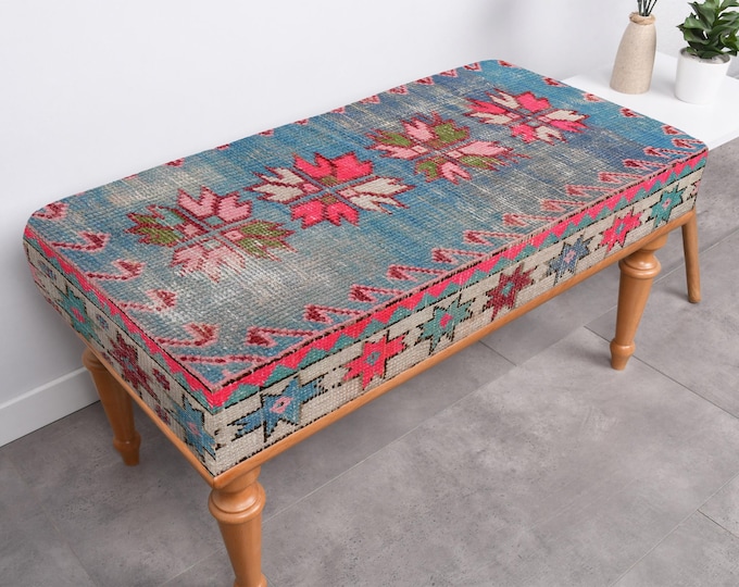 Handmade Bench, Ottoman Bench, Wooden Bench, Bohemian Bench, Entryway ...