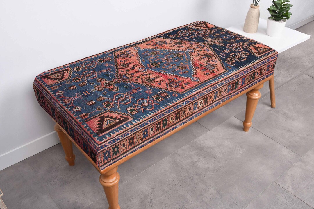 Persian Style Bench, Handmade Furniture, Upholstered Bench, Rectangular ...