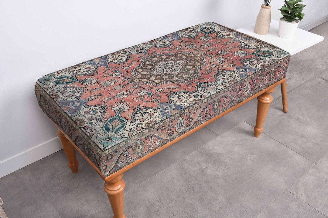 Persian Style Bench, Pink Oriental Bench, Mudroom Bench, Handmade ...