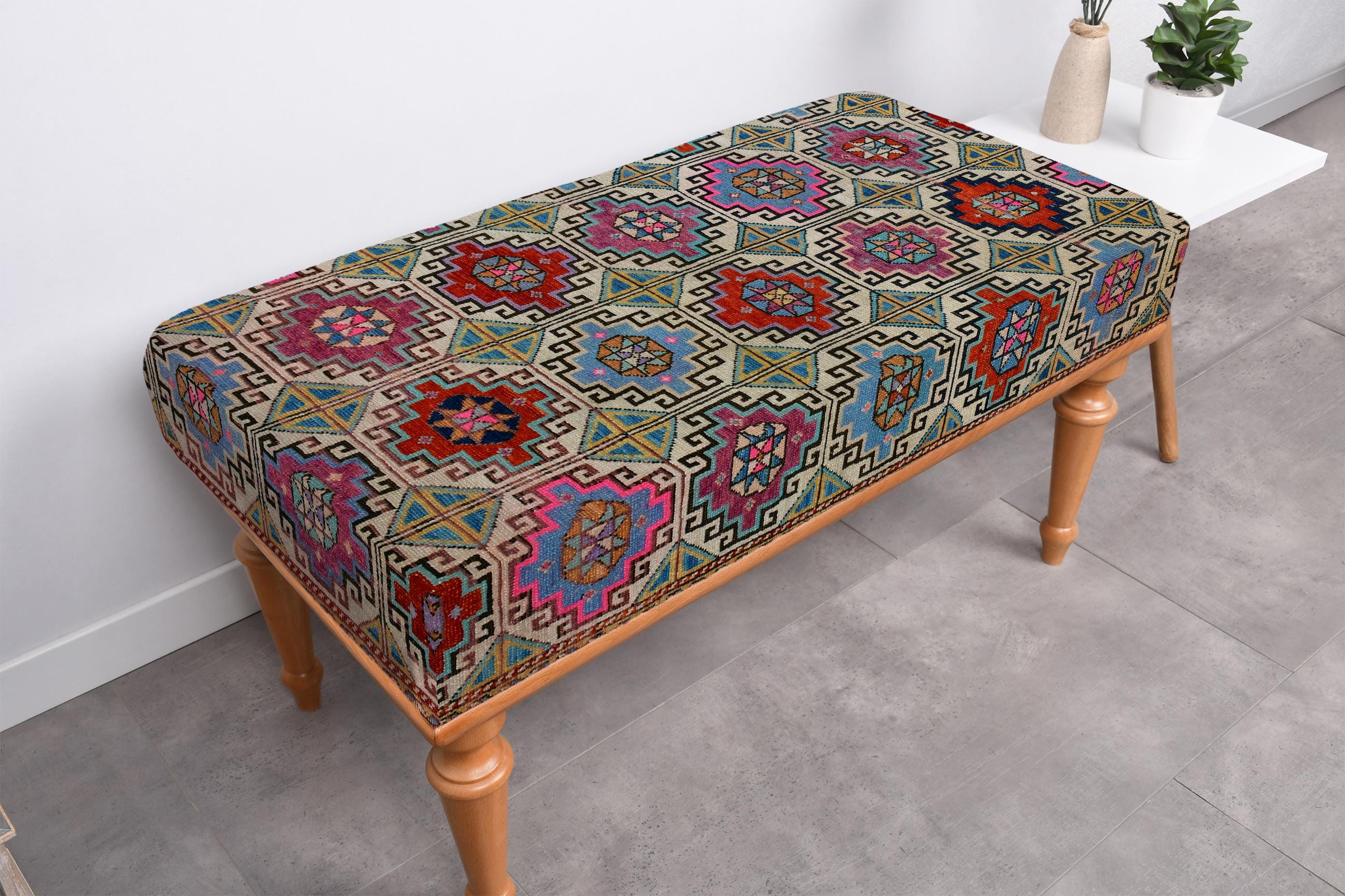 Ottoman Bench, Turkish Rug Bench, Minimalist Bench, Custom Made Bench ...