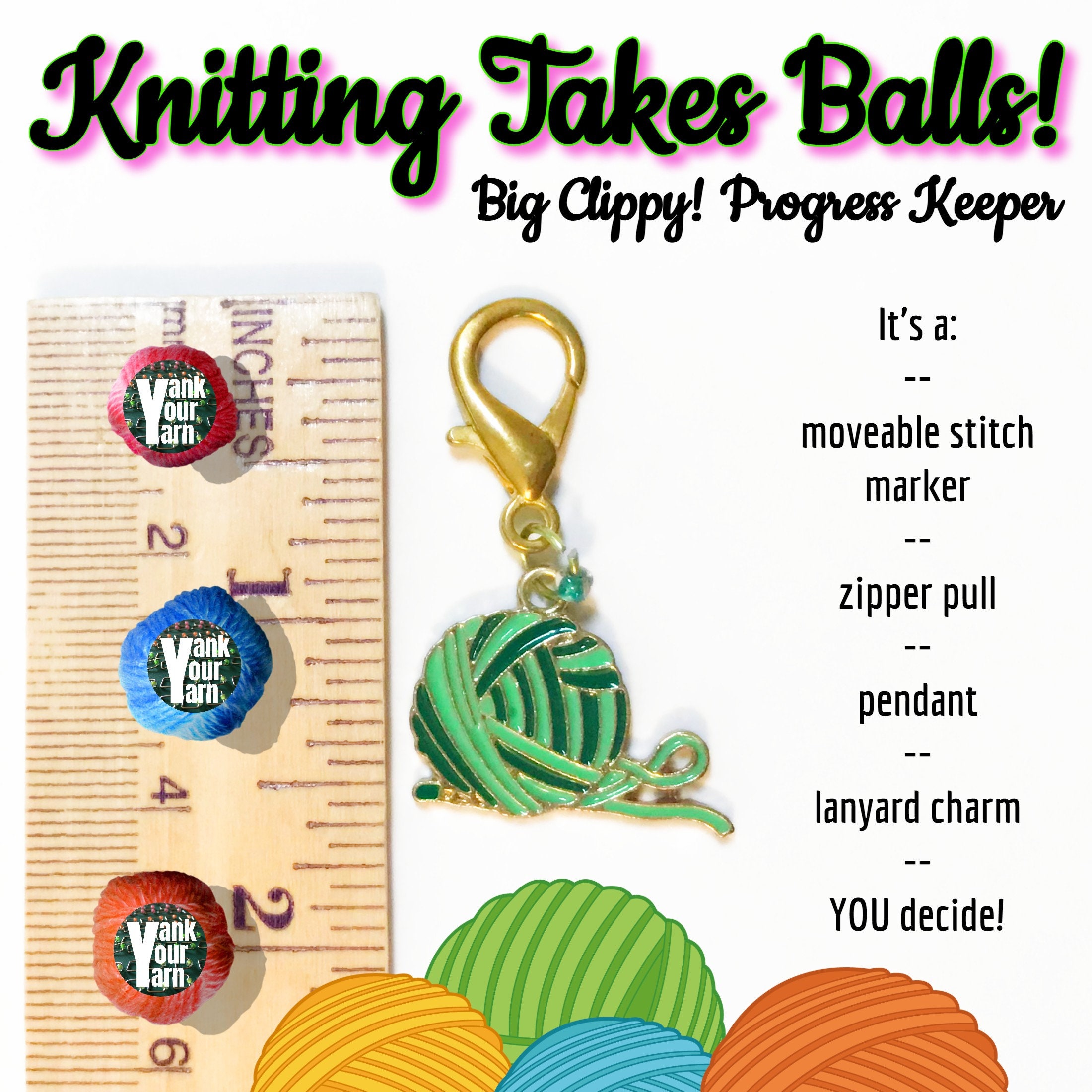 Knitting Takes Balls Big Clippy Progress Keeper - Etsy